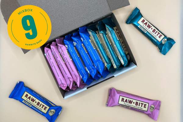 RAWBITE Probierbox | Ein Box mit neun Proteinriegeln – rawbite.de